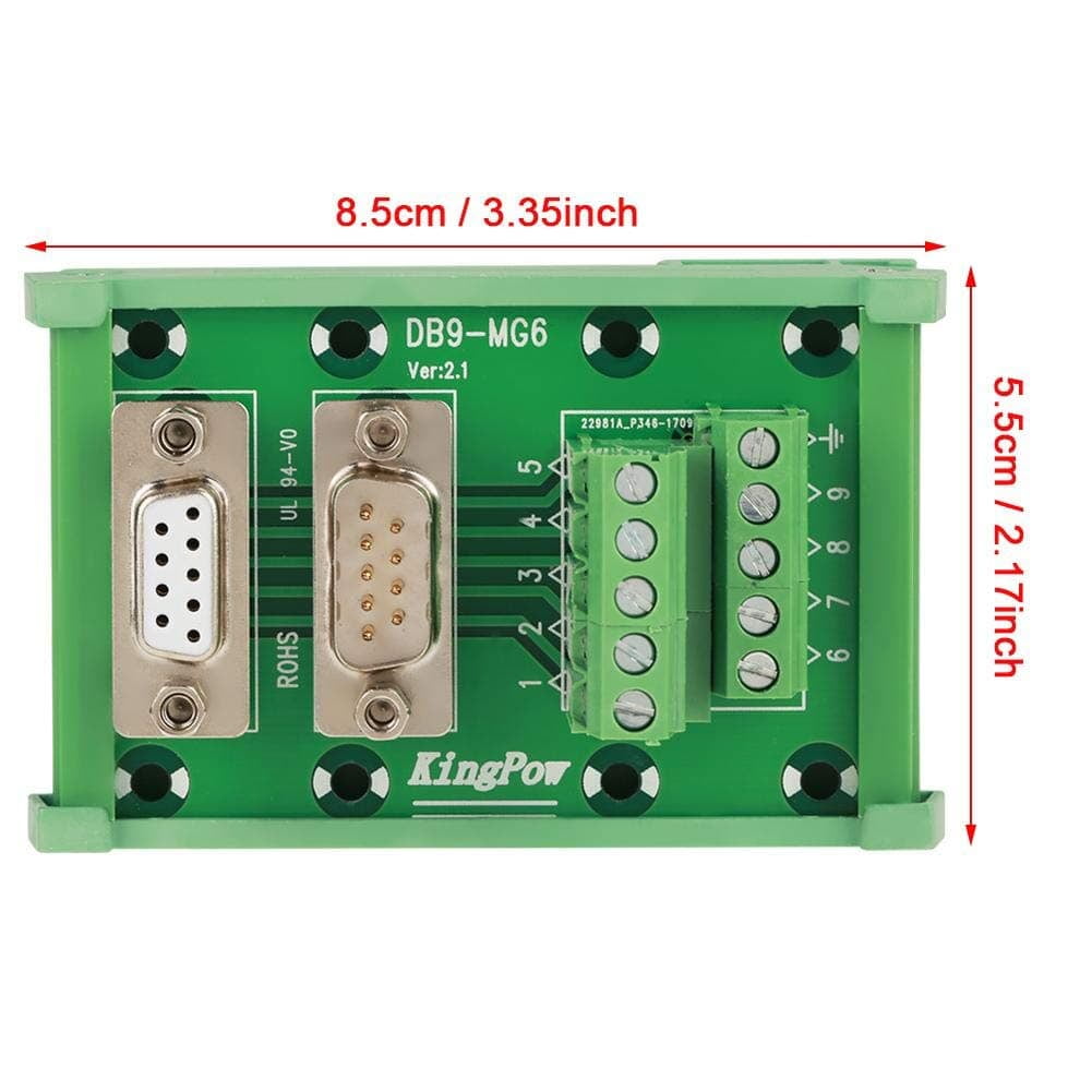 DB9-MG6 DIN Rail Mount Interface Module Male / Female Connector ...